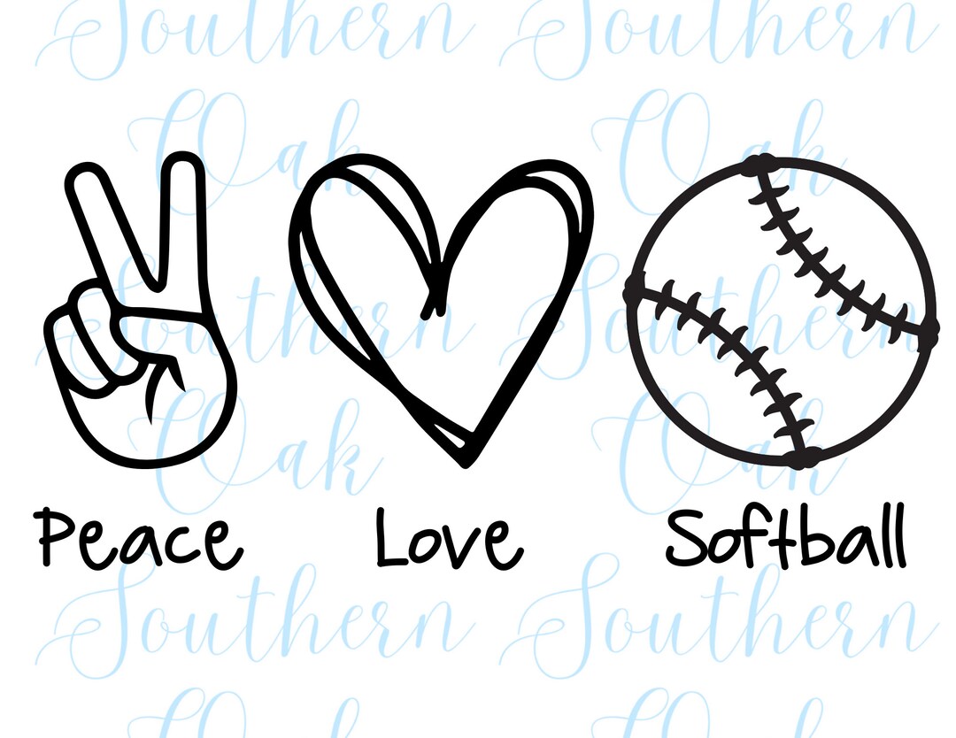 Peace Love Softball Png, Jpg, Pdf, Svg Files Baseball Mom Kids Adults ...