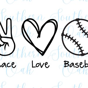 Peace Love Baseball Png, Jpg, Pdf, Svg Files Baseball Mom Kids Adults ...
