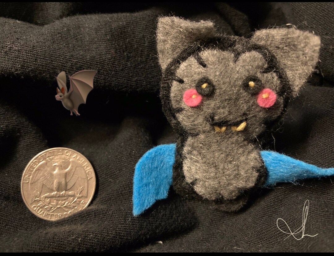 Hand Embroidered Felt Bat - Etsy