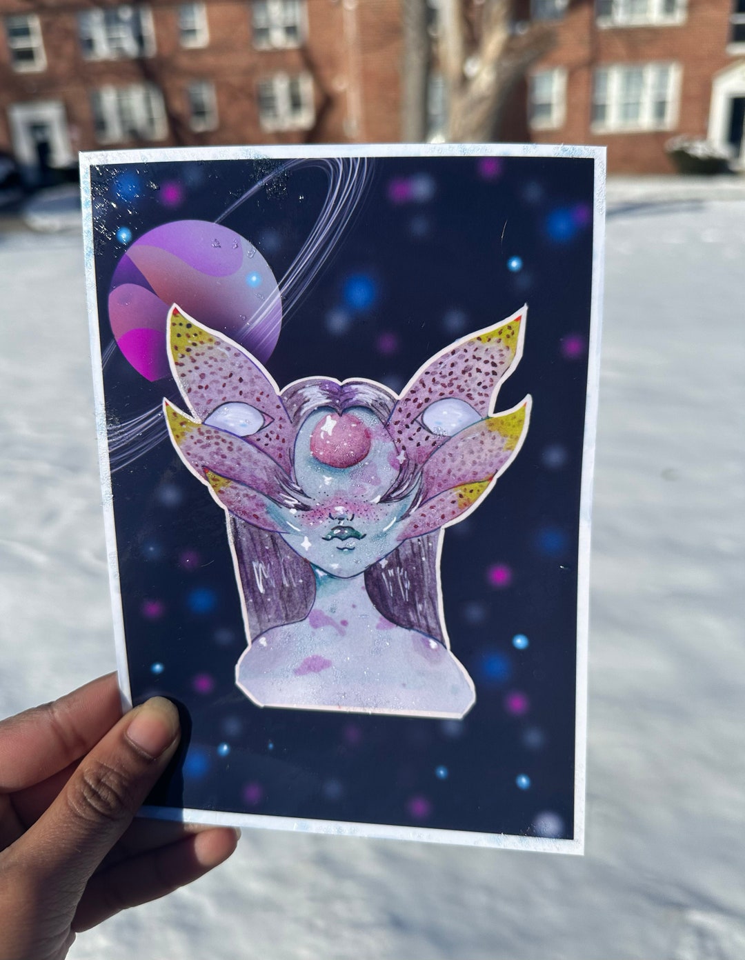 Alien Girl Mini Art Print Cute Illustrations Space Art Aesthetic Art ...