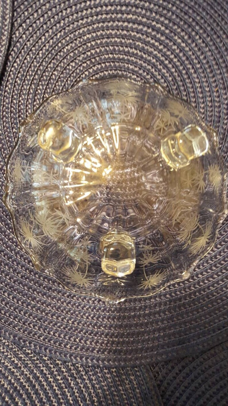 Vintage FOSTORIA Baroque Lido Etched Glass Footed Bowl 1940s Fireworks ...