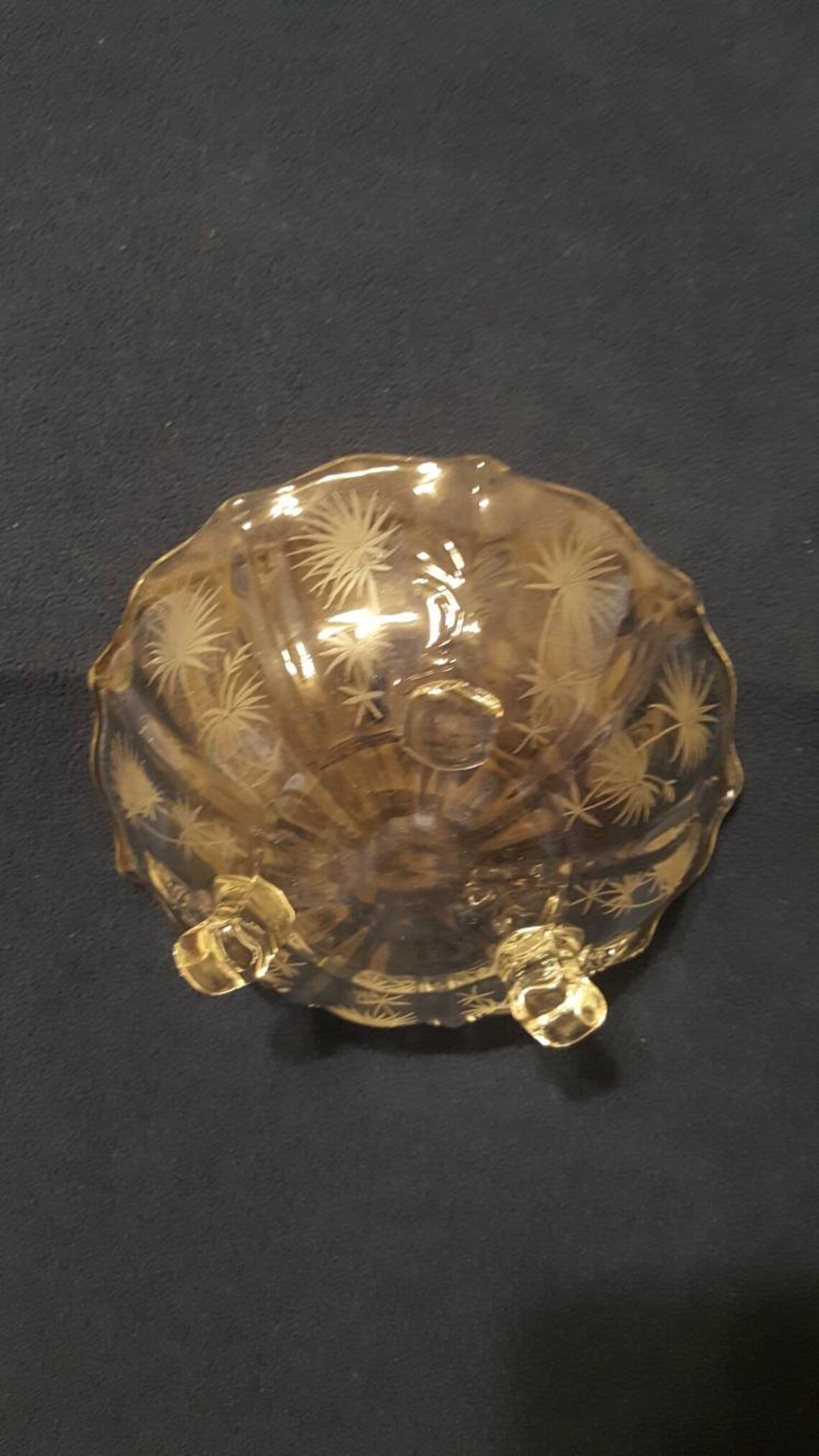 Vintage FOSTORIA Baroque Lido Etched Glass Footed Bowl 1940s Fireworks ...