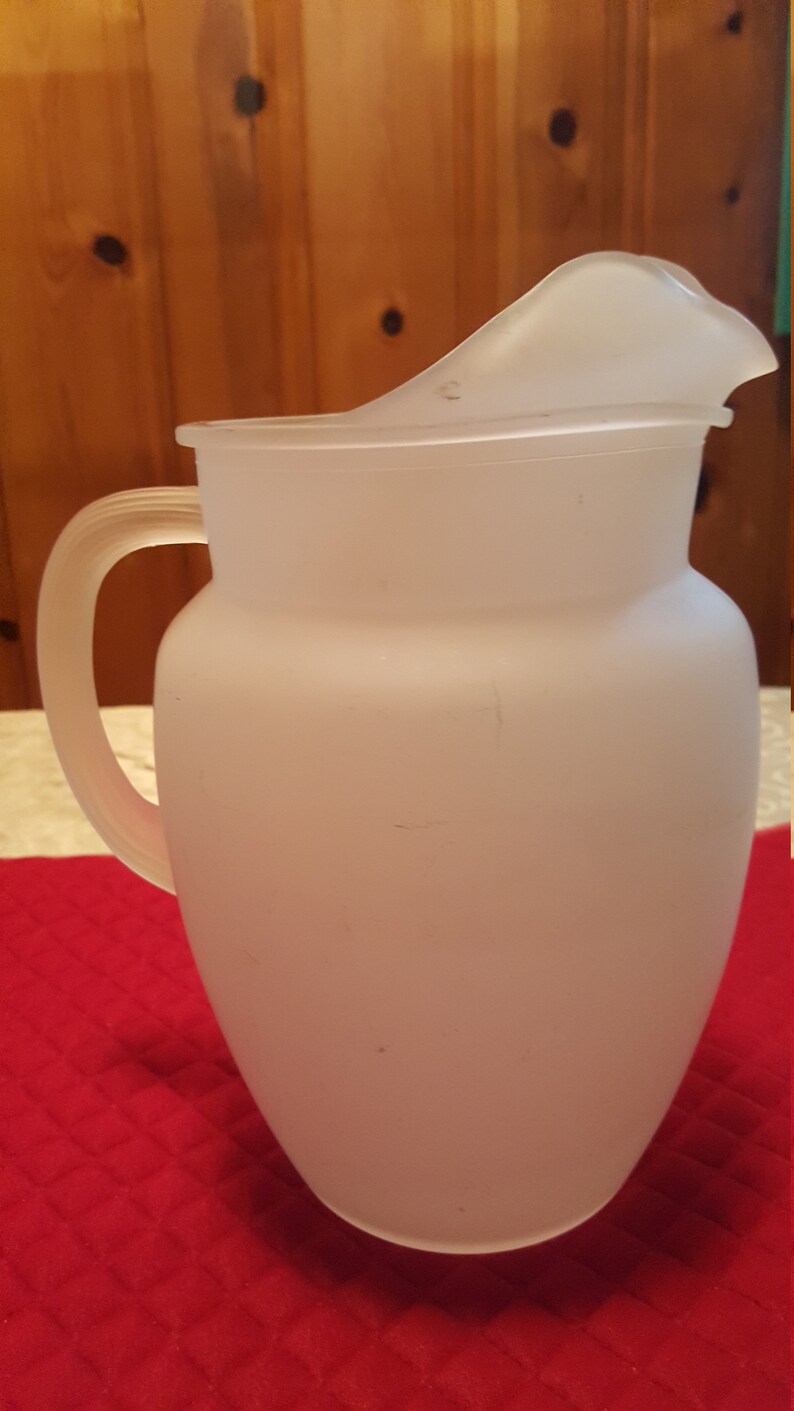 BEAUTIFUL Vintage Frosted Glass Pitcher With Hand Painted - Etsy