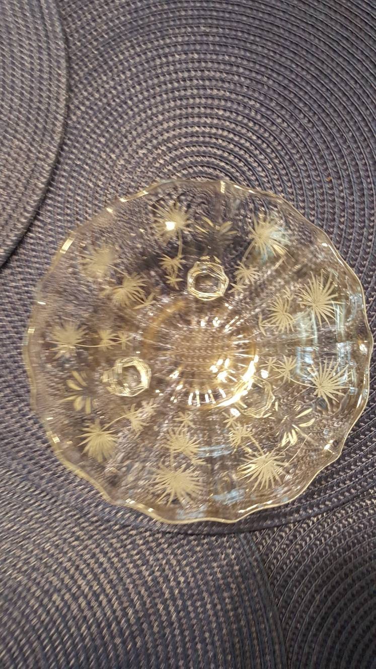 Vintage FOSTORIA Baroque Lido Etched Glass Compote 1940s Collectible ...