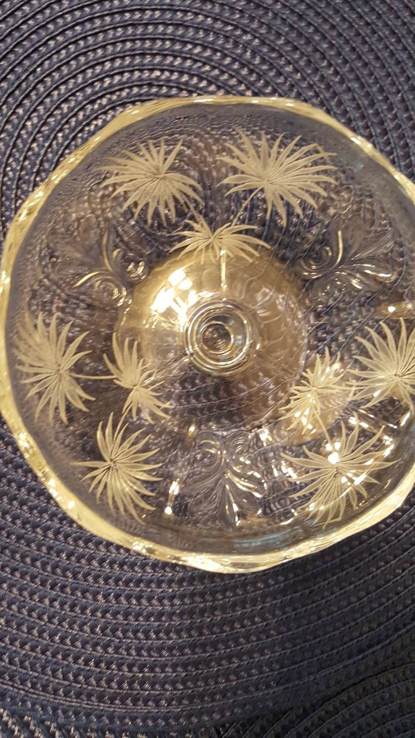 Vintage FOSTORIA Baroque Lido Etched Glass Compote 1940s Collectible ...