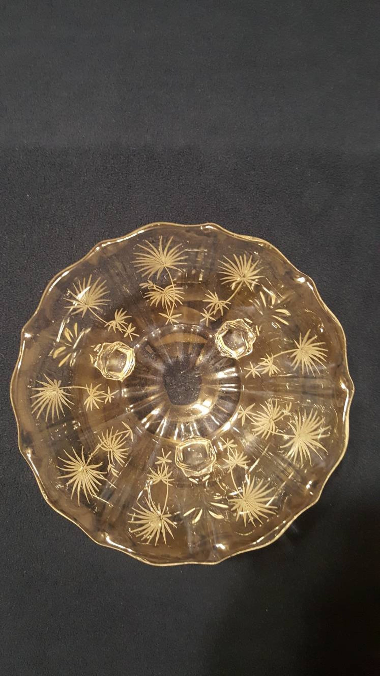 Vintage FOSTORIA Baroque Lido Etched Glass Footed Bowl 1940s Fireworks ...