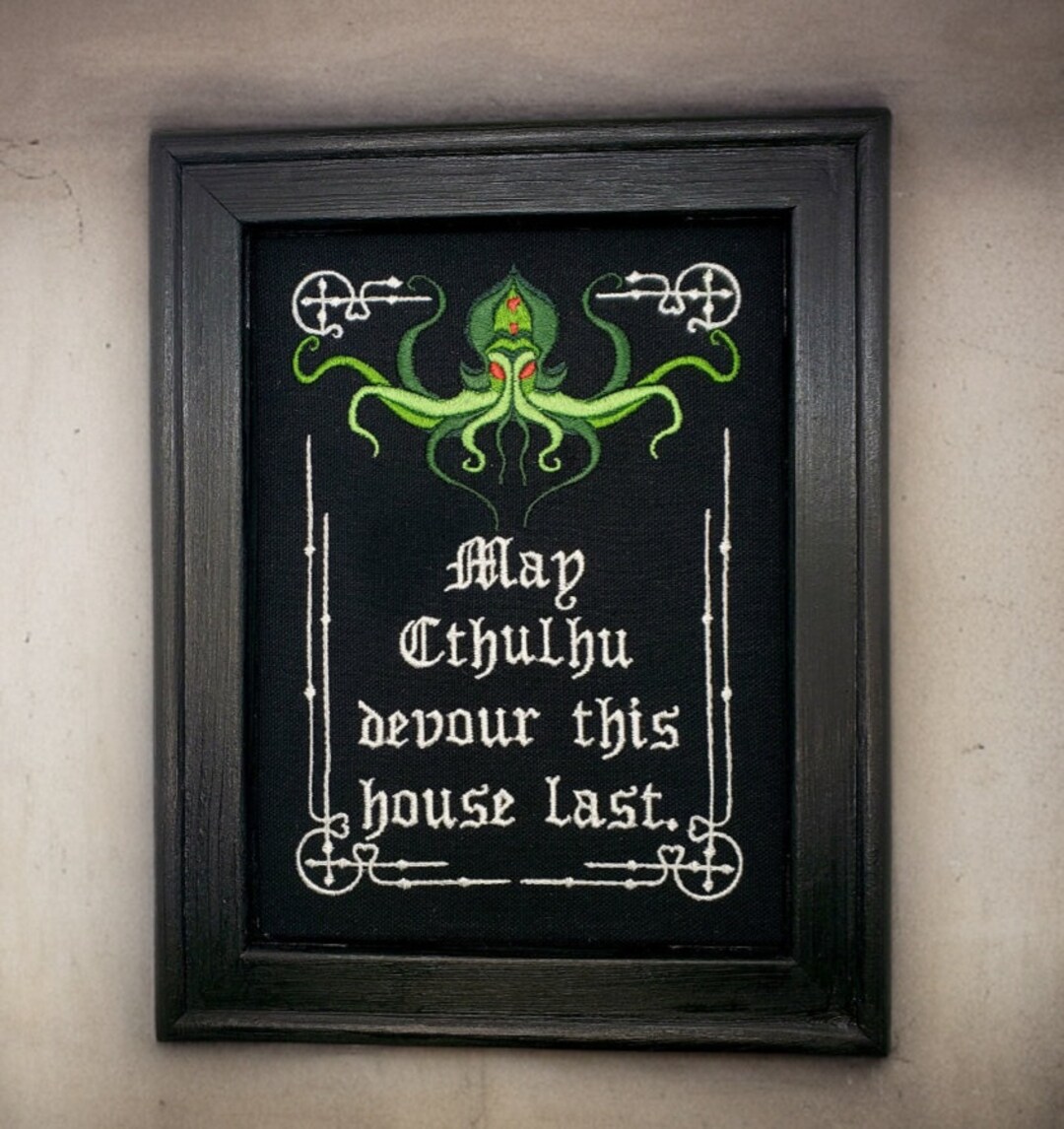 Cthulhu Framed Embroidery Wall Art, Custom Gift for New Home ...