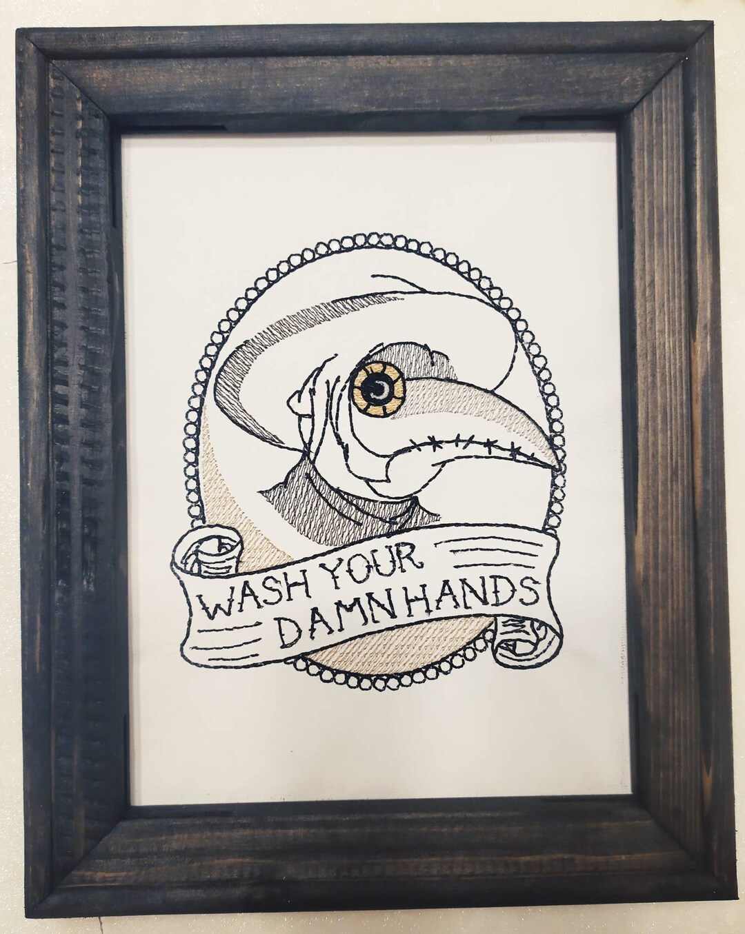 Plague Doctor Framed Embroidery Wall Art Custom Funny Bathroom Sign ...