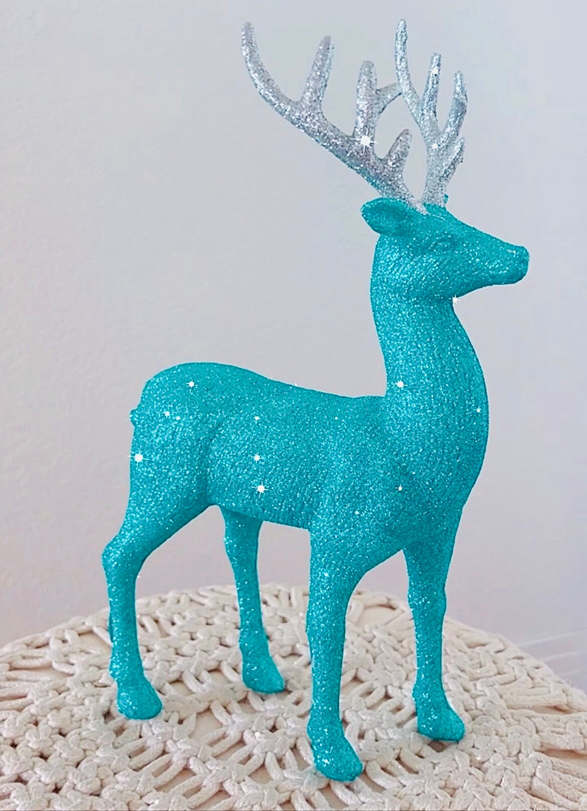 Patronus Blue Stag Deer Reindeer Glitter Christmas Ornament and ...