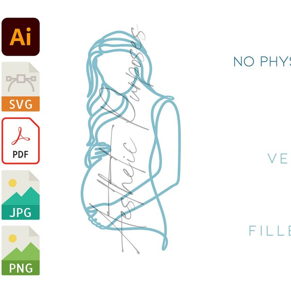 Pregnancy Line Art - Etsy