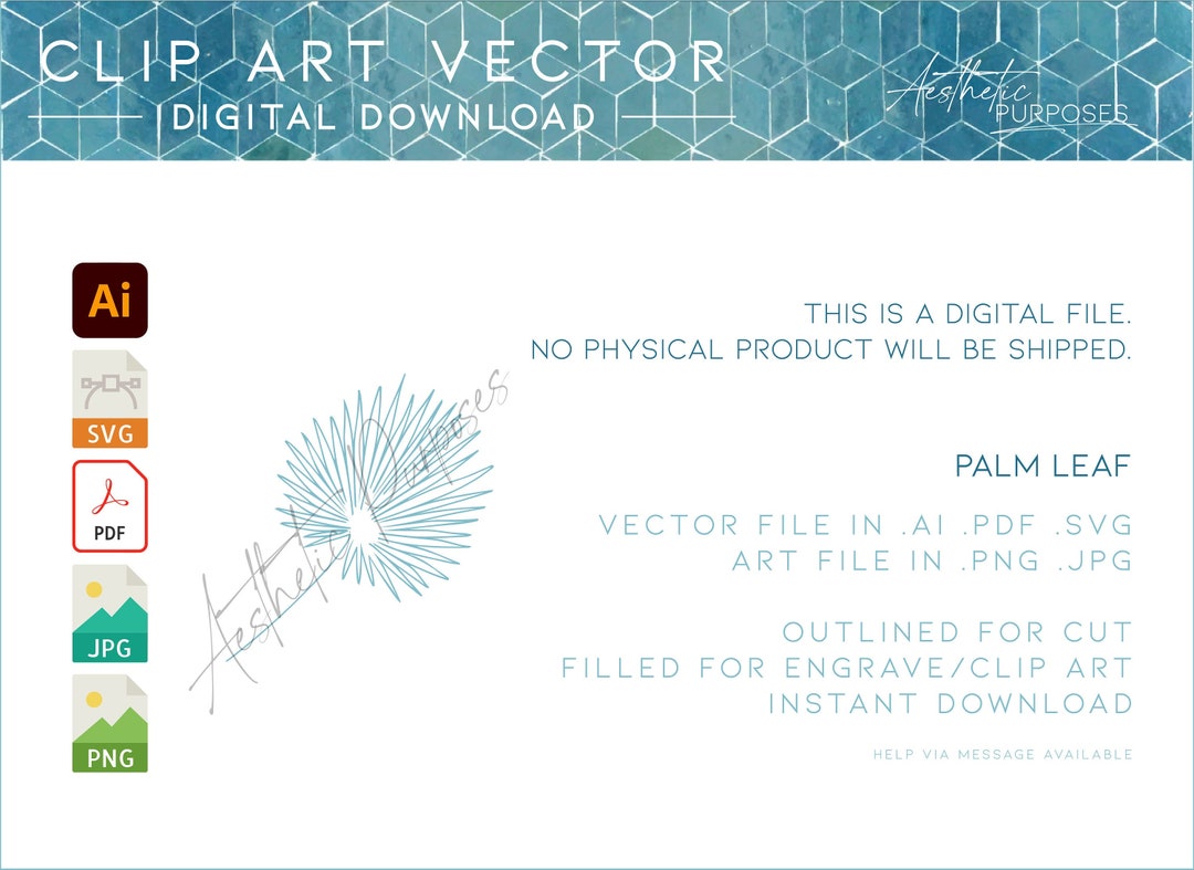 Palm Leaf Clip Art Vector // Digital Download // SVG PDF AI .jpg .png ...