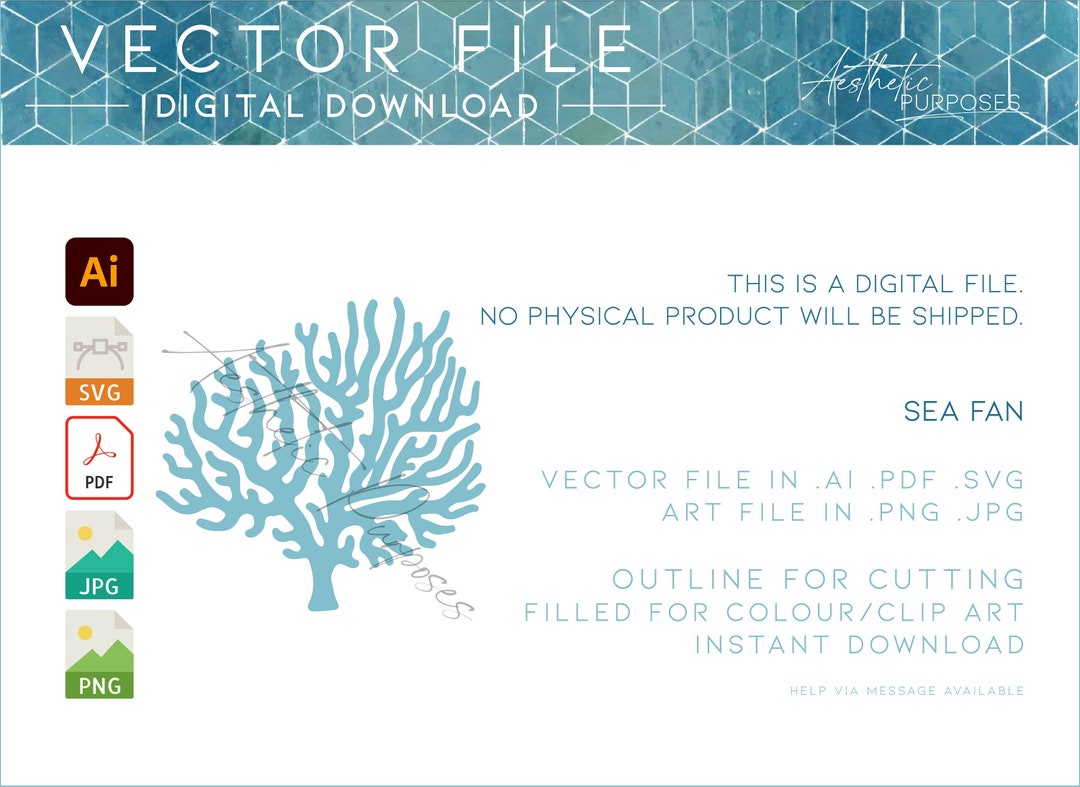 Sea Fan Clip Art Vector // Digital Download // SVG PDF AI .jpg .png - Etsy