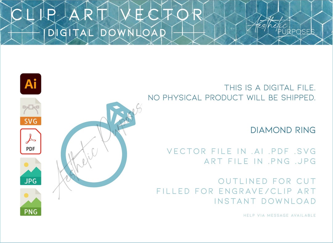 Diamond Ring Clip Art Vector // Digital Download // SVG PDF AI .jpg ...