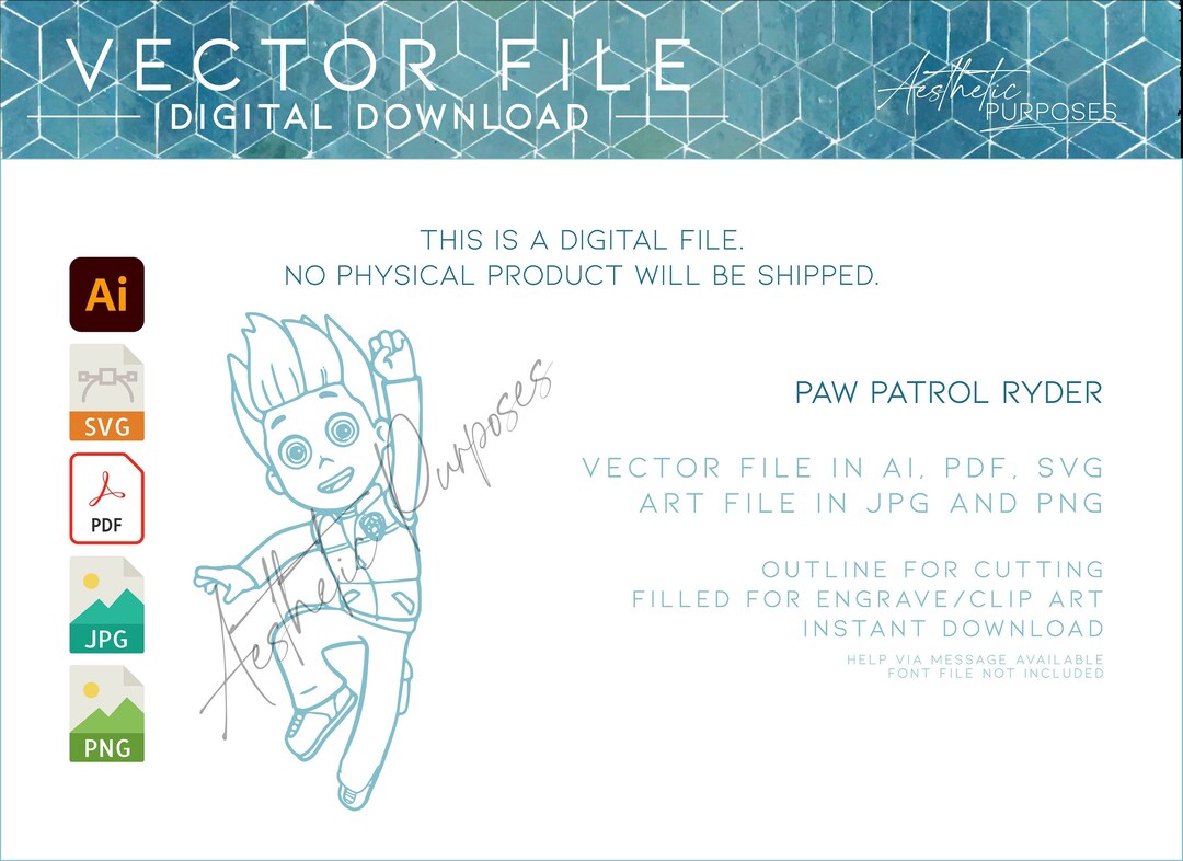 Ryder Vector // Digital Download // SVG PDF AI .jpg .png // Lasercut - Etsy