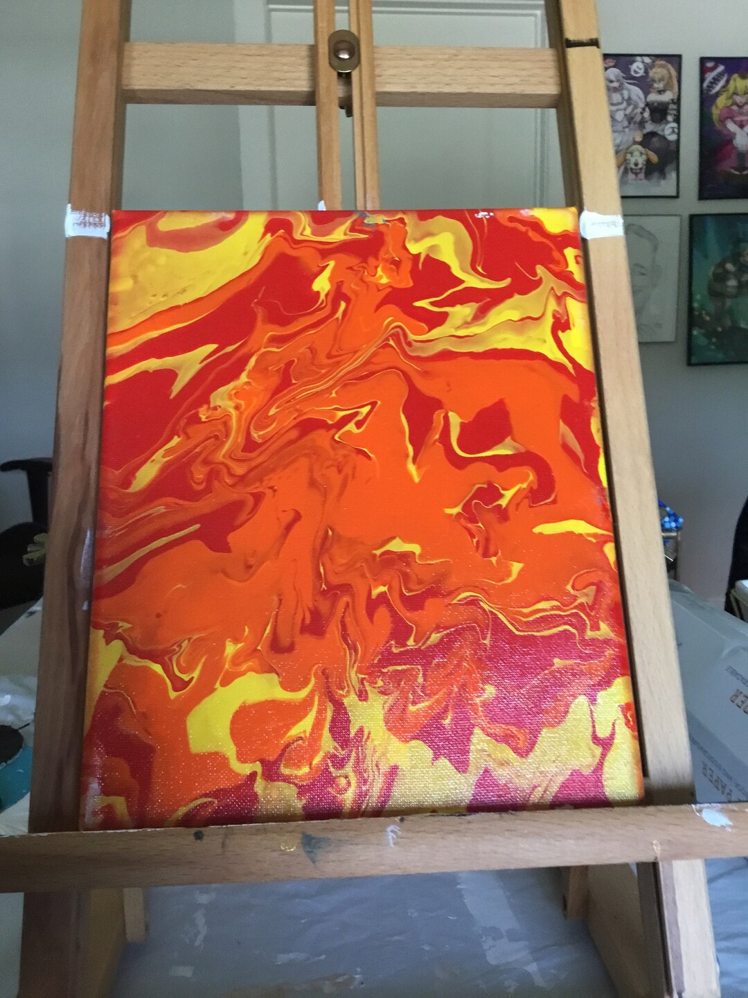 Red, Yellow, Organge Acrylic Pour Abstraction Wallart - Etsy