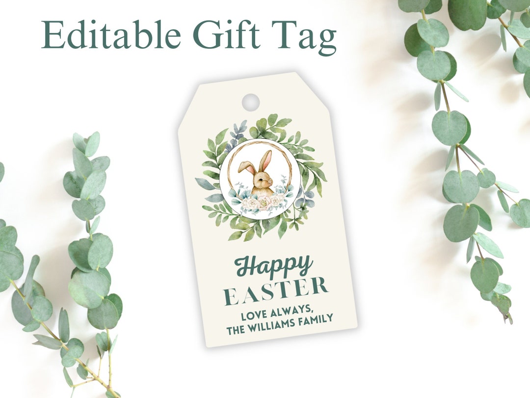 Editable Easter Gift Tags, Minimalist Easter Gift Tag, BOHO Easter Gift ...