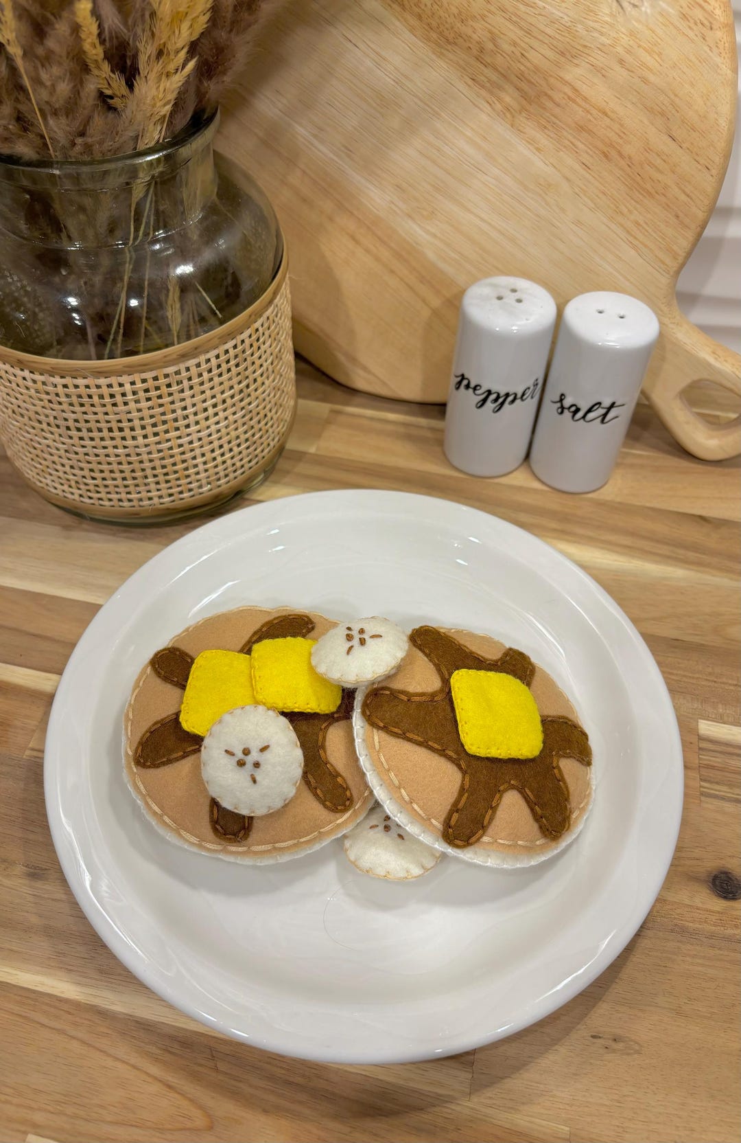 Handmade Felt Pancake Play Food Set – Pretend Breakfast Toy, Butter ...