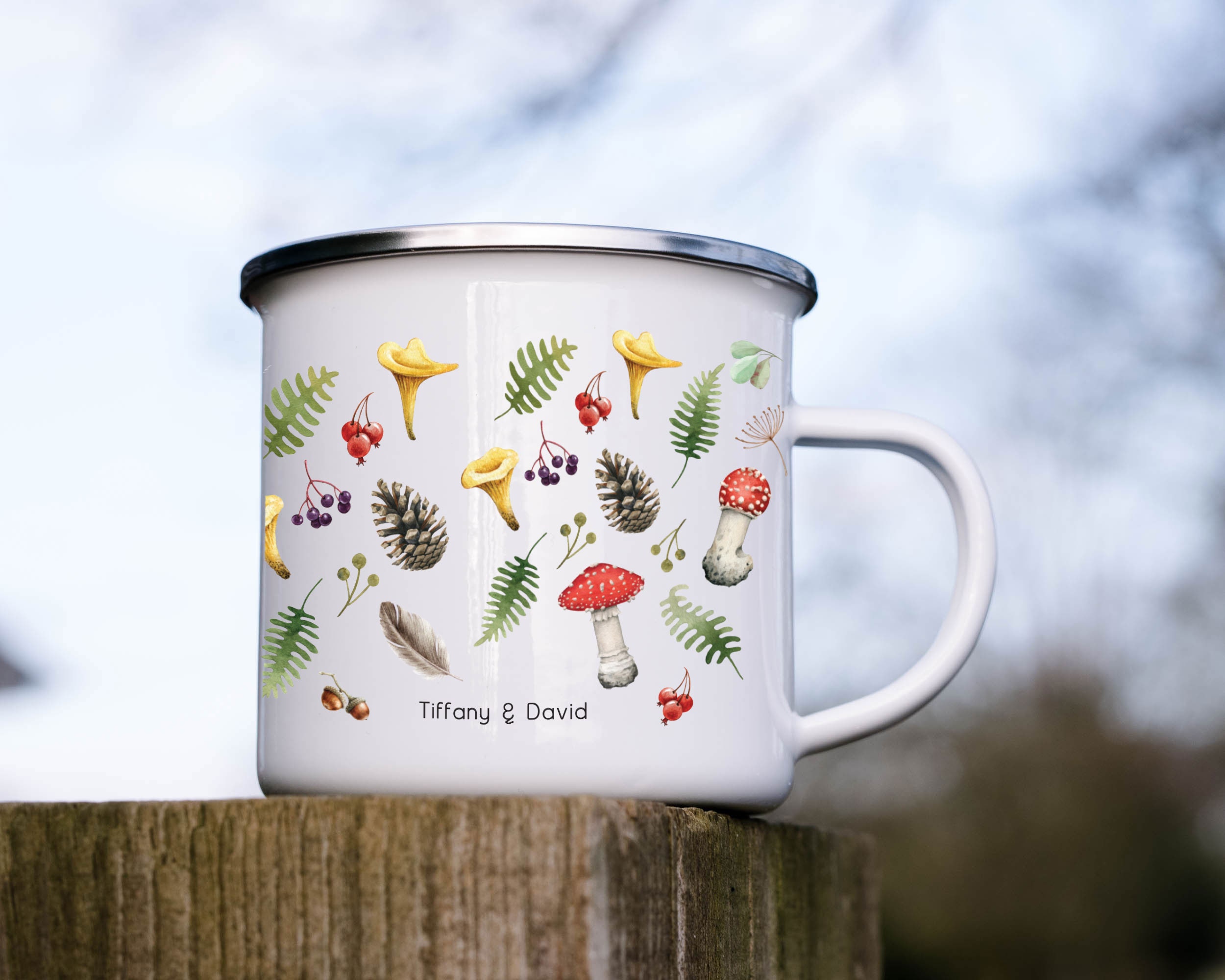 Cottagecore Cup Mushroom Enamel Camping Mug Mountain - Etsy