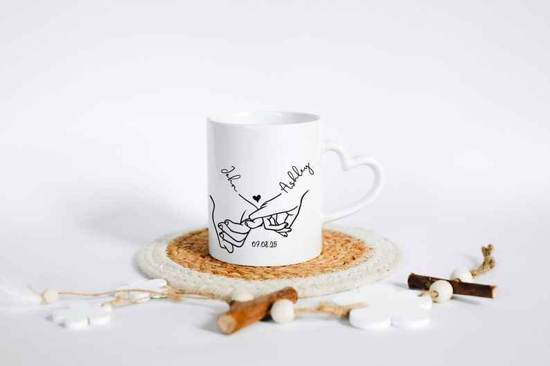 Personalized Anniversary Mug: Hands Design, Couple Gift - Etsy