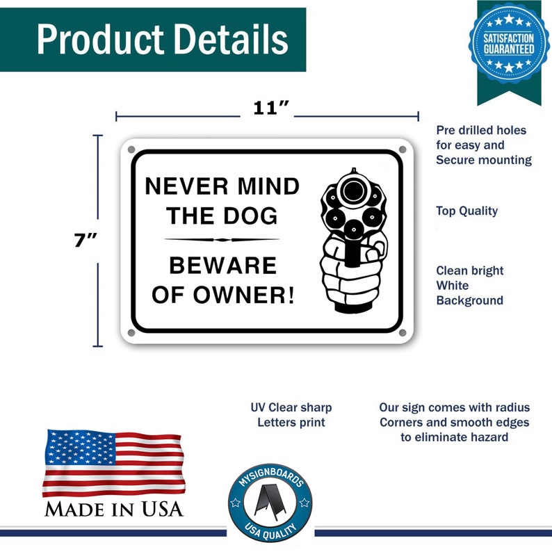 Never Mind the Dog Beware of Owner Sign Sign Gun Warning Signs - Etsy