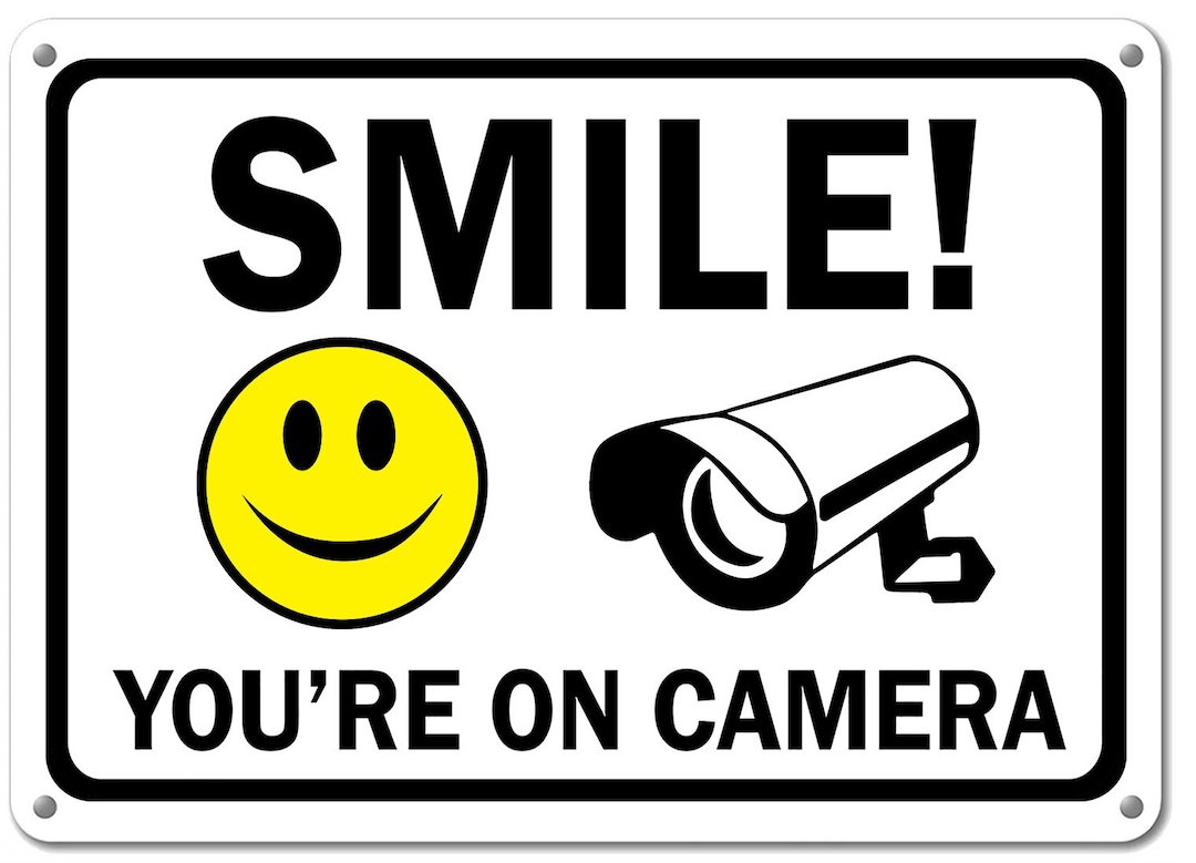 Smile Youre on Camera Sign Yellow Smile Face Plastic 11x 7 Rust Free ...