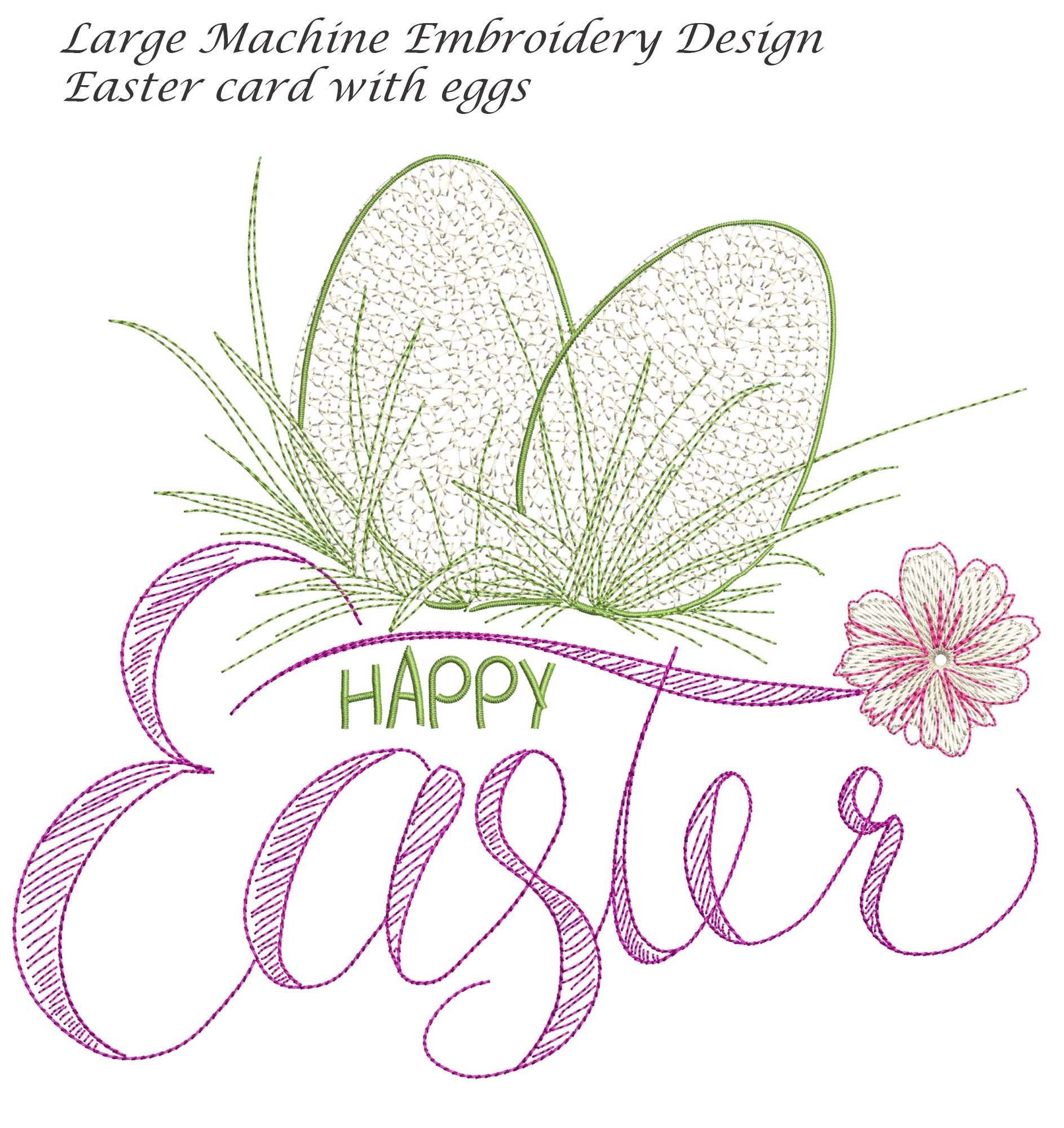 Happy Easter Card With Eggs Machine Embroidery Design - Etsy