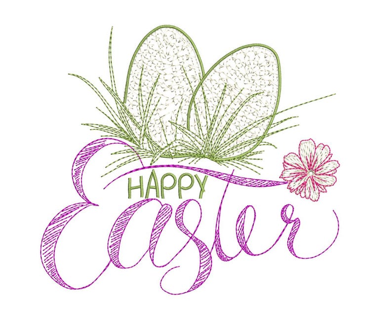 Happy Easter Card With Eggs Machine Embroidery Design - Etsy