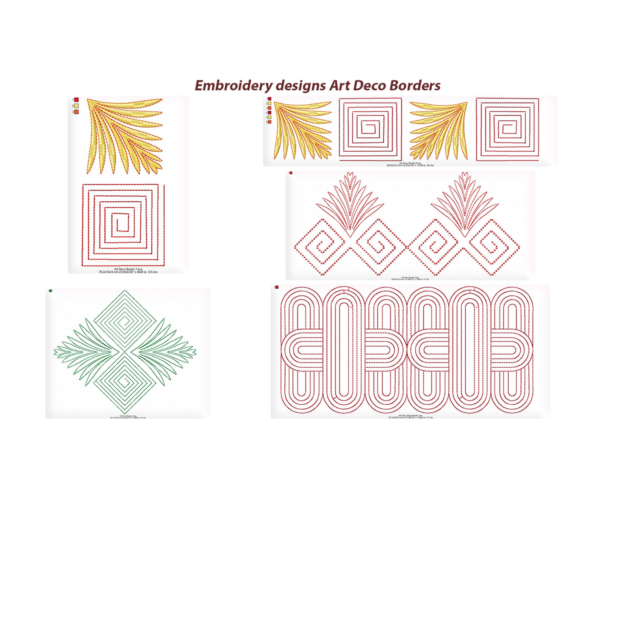 Machine Embroidery Designs Art Deco Elements and Borders - Etsy