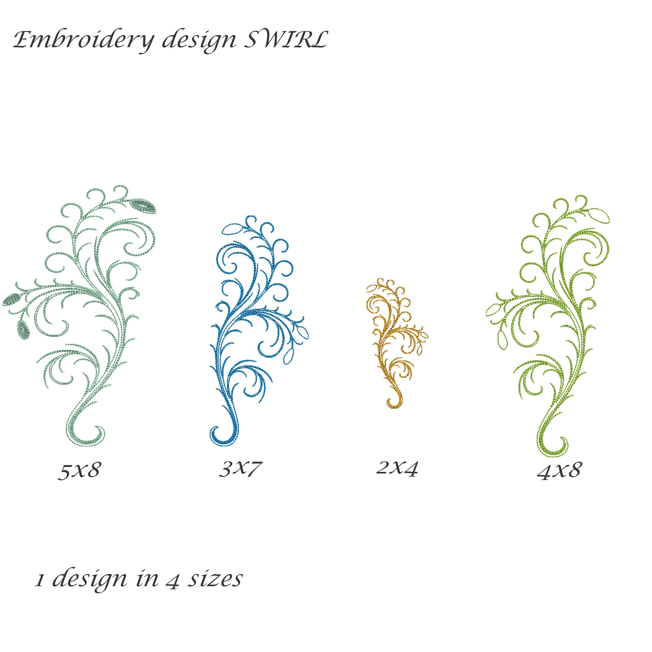 Large Machine Embroidery Design SWIRLS in 4 Sizes - Etsy