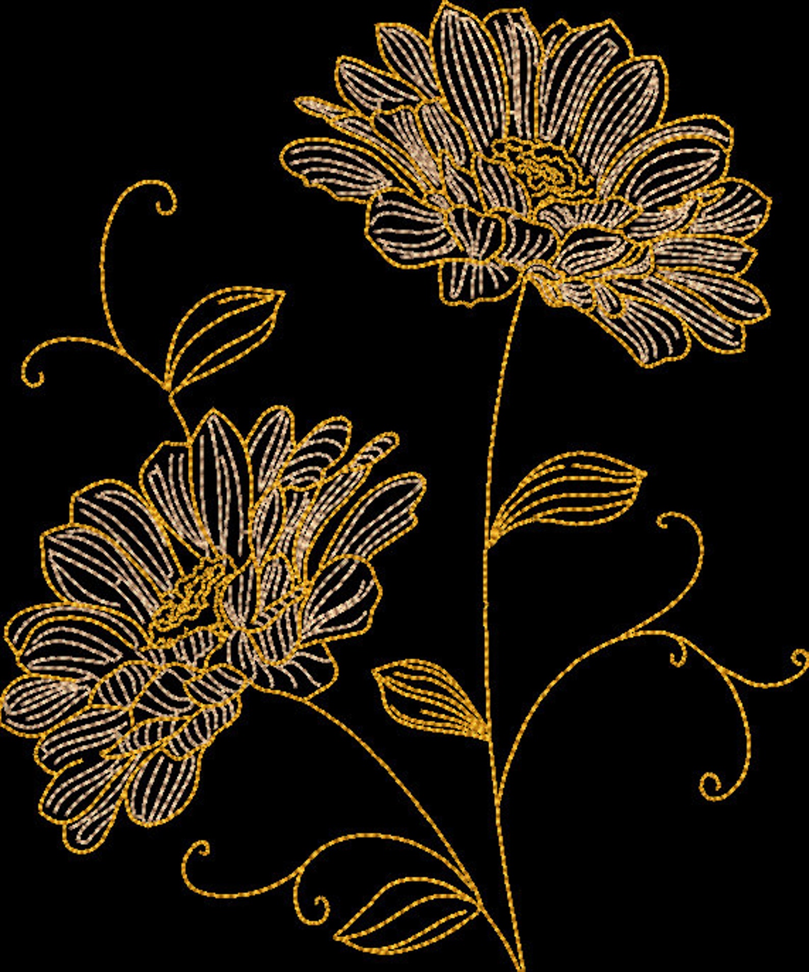 Large Machine Embroidery Designs Line Drawn Flowers SET - Etsy