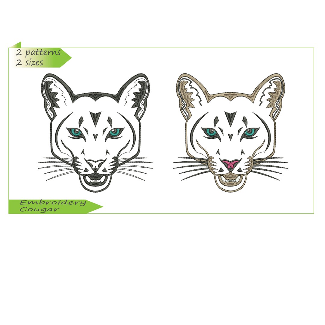Machine Embroidery Design Cougar Puma - Etsy