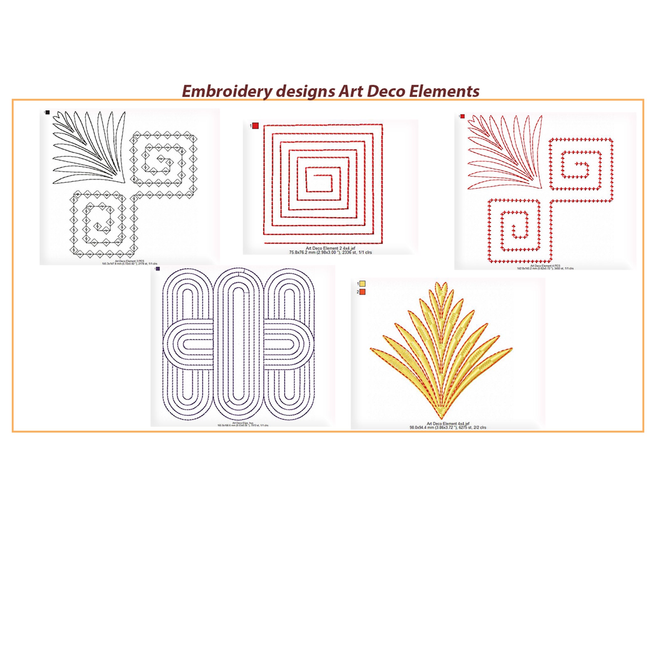 Machine Embroidery Designs Art Deco Elements and Borders - Etsy