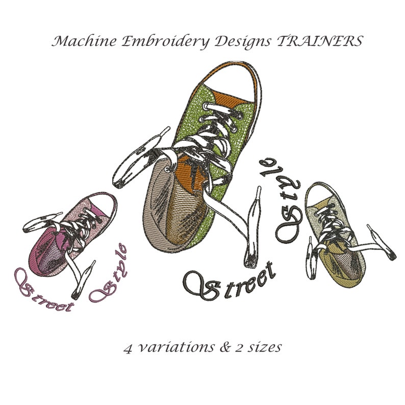 4 Machine Embroidery Designs Trainer Gumshoe - Etsy