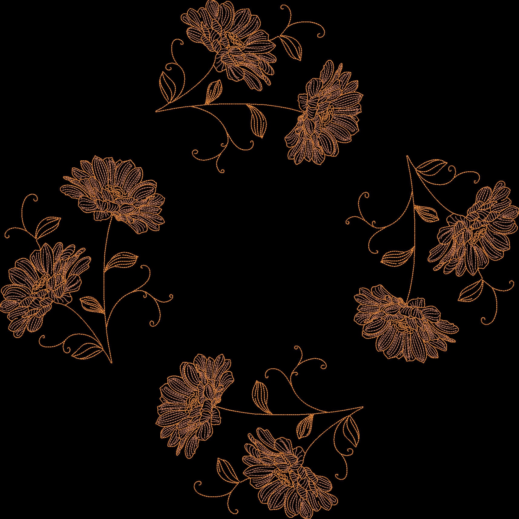 Large Machine Embroidery Designs Line Drawn Flowers SET - Etsy