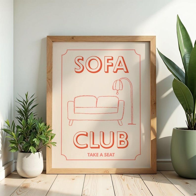 Sofa Club Wall Art Poster, Living Room Poster Print, Lounge Decor Quote ...