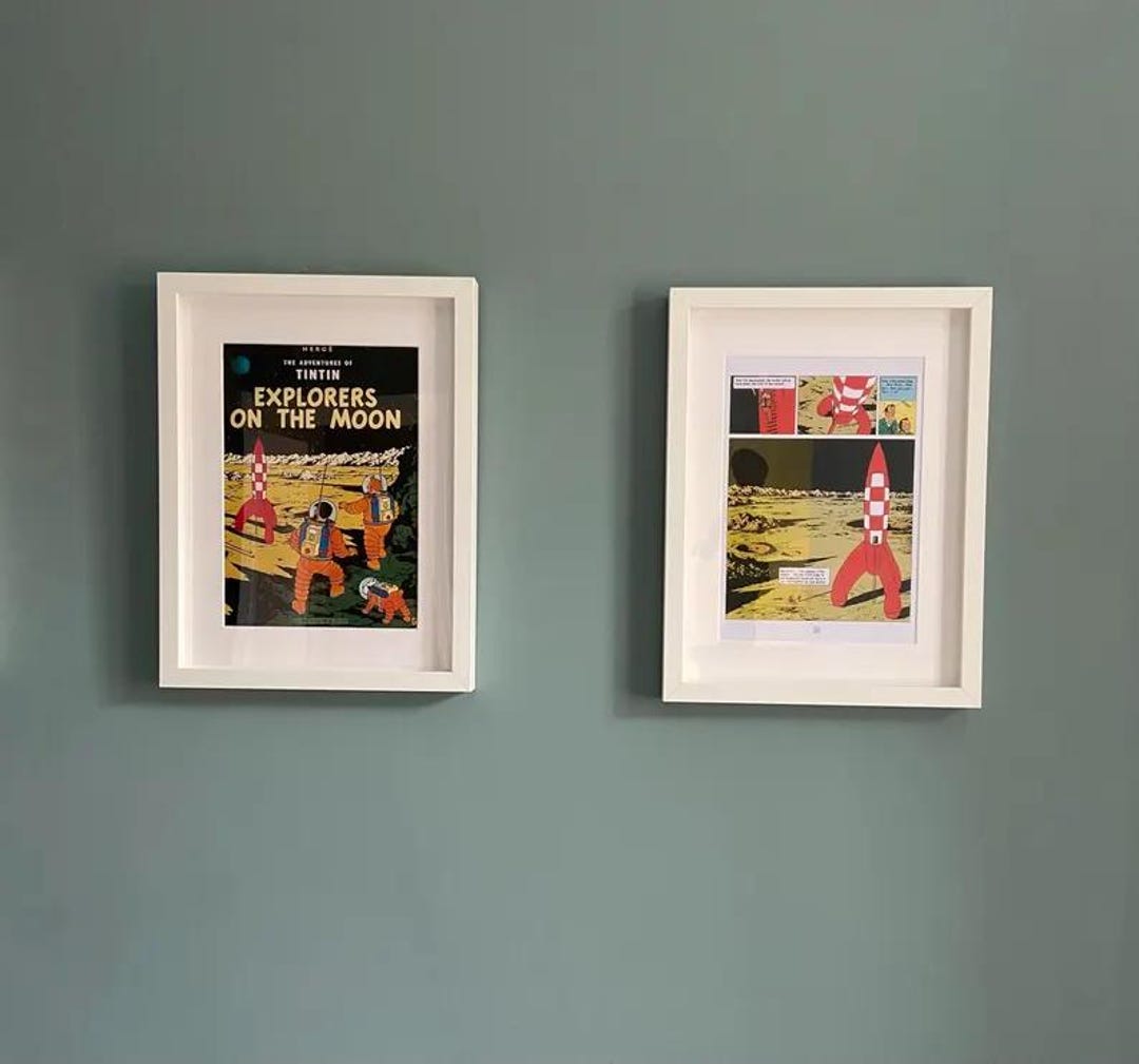 Explorers on the Moon Tintin Magazine Cover & Page in Frames, From ...