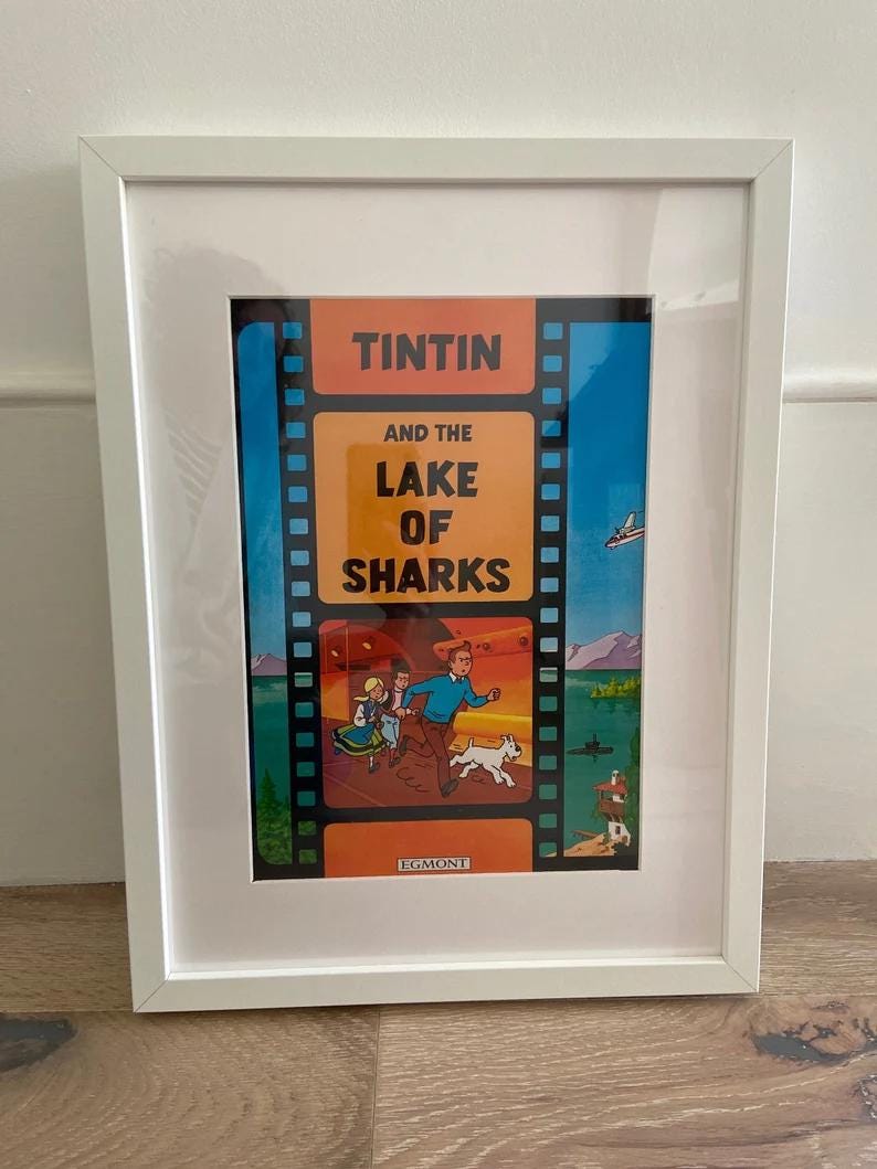 Tintin Wall Art; Tintin and the Lake of Sharks Magazine Cover Framed ...