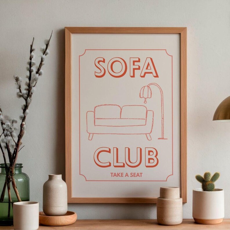 Sofa Club Wall Art Poster, Living Room Poster Print, Lounge Decor Quote ...