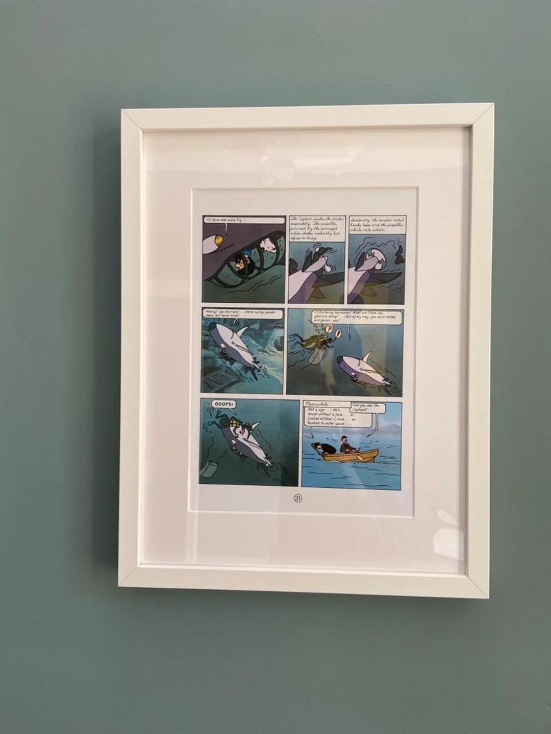 Tintin Wall Art Framed; Vintage Tintin and the Lake of Sharks Poster in ...