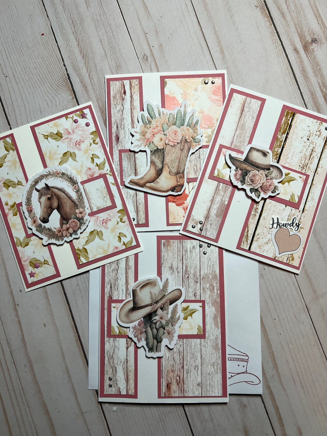 Shabby Chic Cowgirl Note Cards blank - Etsy