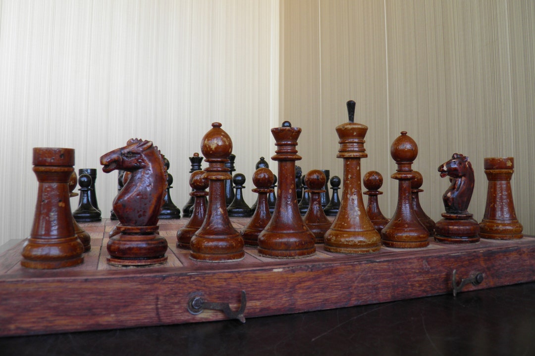 Vintage, Soviet, Wooden Chess Set With Kettlebells of the 40s. Old ...
