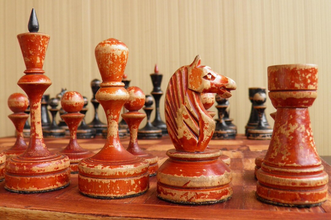 Old Chess Set With Weighting Materials. Weighted Chess. Vintage Soviet ...