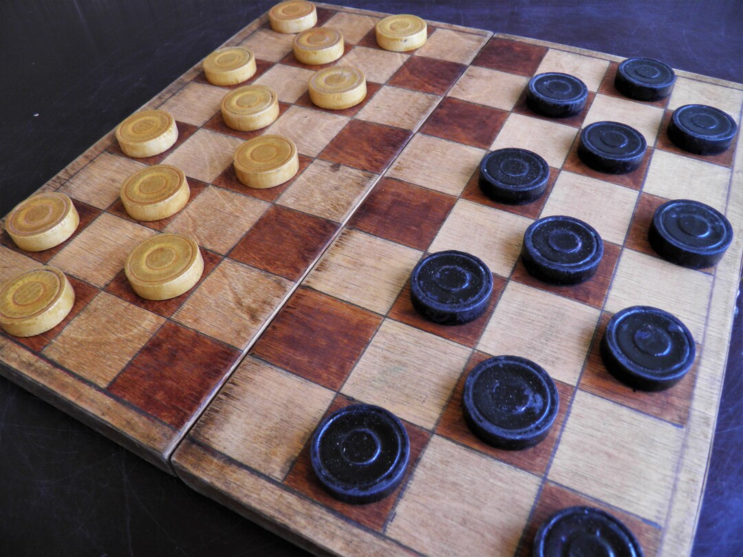 Checkers. Old Soviet Wooden Checkers of the 60s and a Wooden Board 34 ...