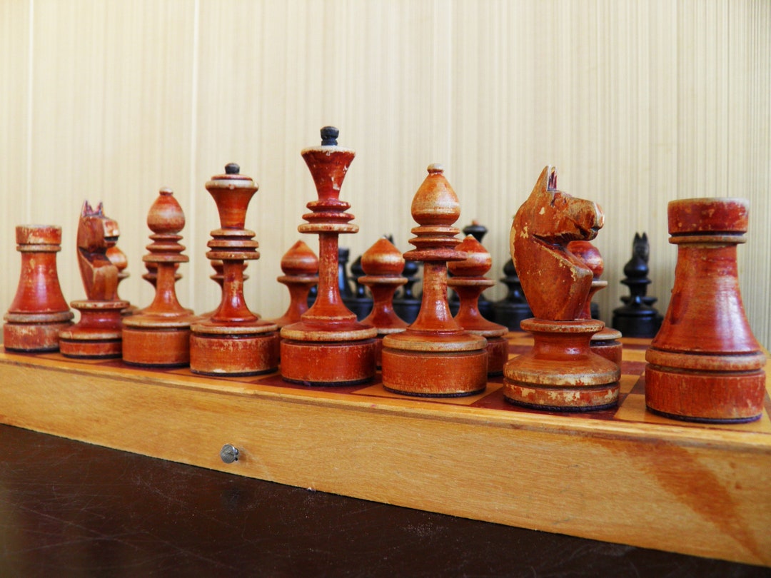 Vintage Chess Set. Soviet, Old Wooden Chess Set, Old Chess USSR an ...
