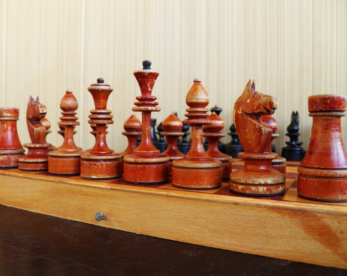 Vintage Chess Set. Soviet, Old Wooden Chess Set, Old Chess USSR an ...