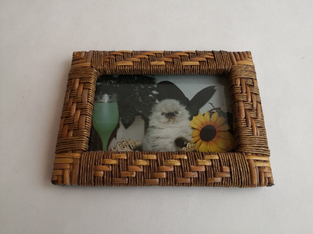 Wicker Rattan Photo Frame. Wicker Vintage Photo Frame. Picture Frame ...