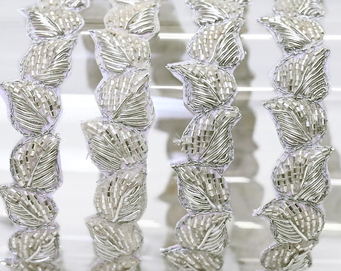 Zardozi Beaded Trim by 3 Yard Indian Handcrafted Wedding Sari Border ...