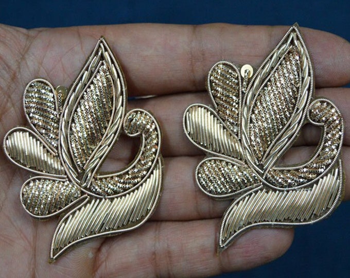 6 Piece Bullion Handmade Patches Appliques Decorative Indian Wedding ...