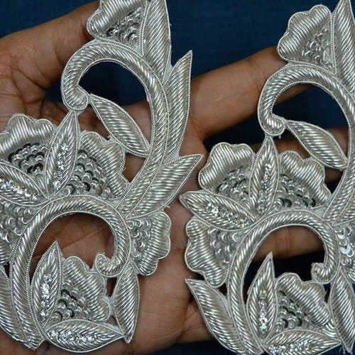 1 Pair Crafting Indian Handmade Rhinestone Silver Patches - Etsy