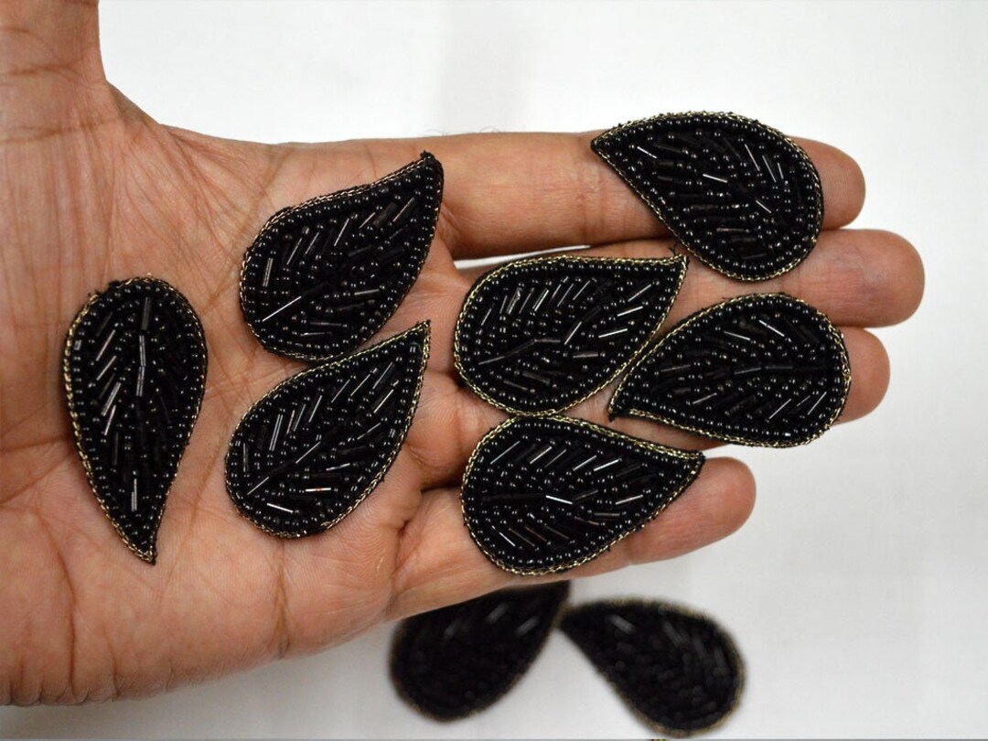 30 Piece Black Indian Beaded Patch Embroidery Sew on Patch Decorative ...